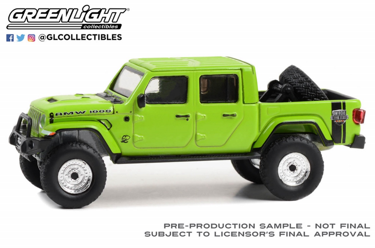 Greenlight 1/64 – 2021 Jeep Gladiator “Hellephant” (Lot #1450.2) – Gekko Green with Black ...