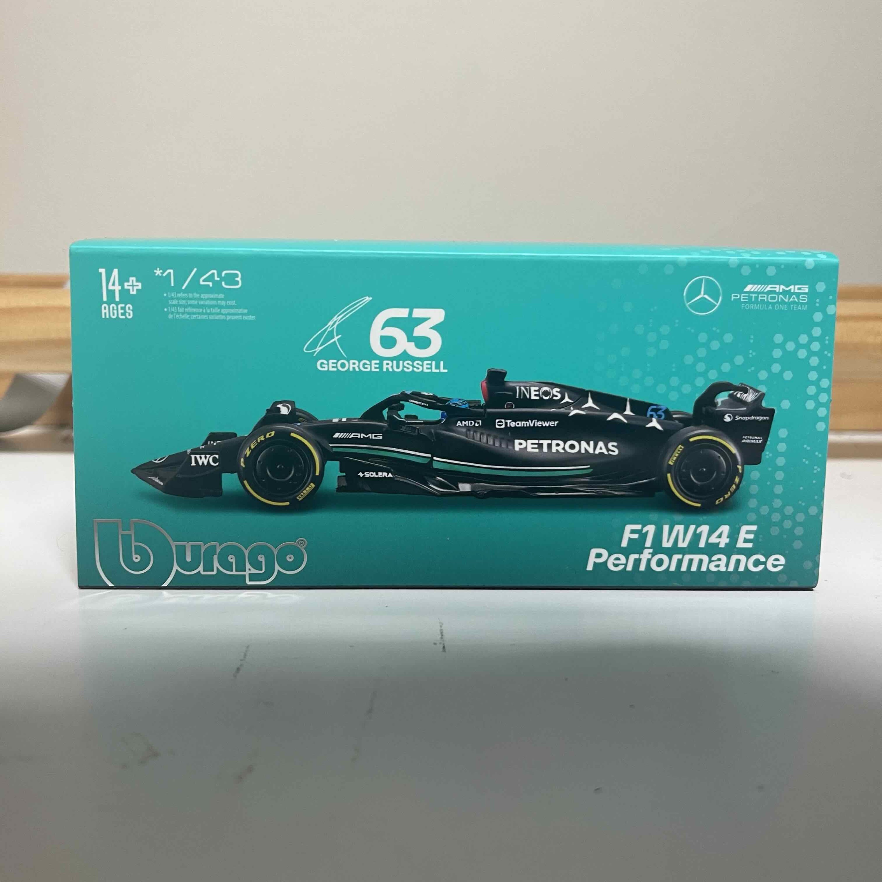 1/43 Bburago – Mercedes Benz W14 E Performance #63 F1 2023 with Helmet ...