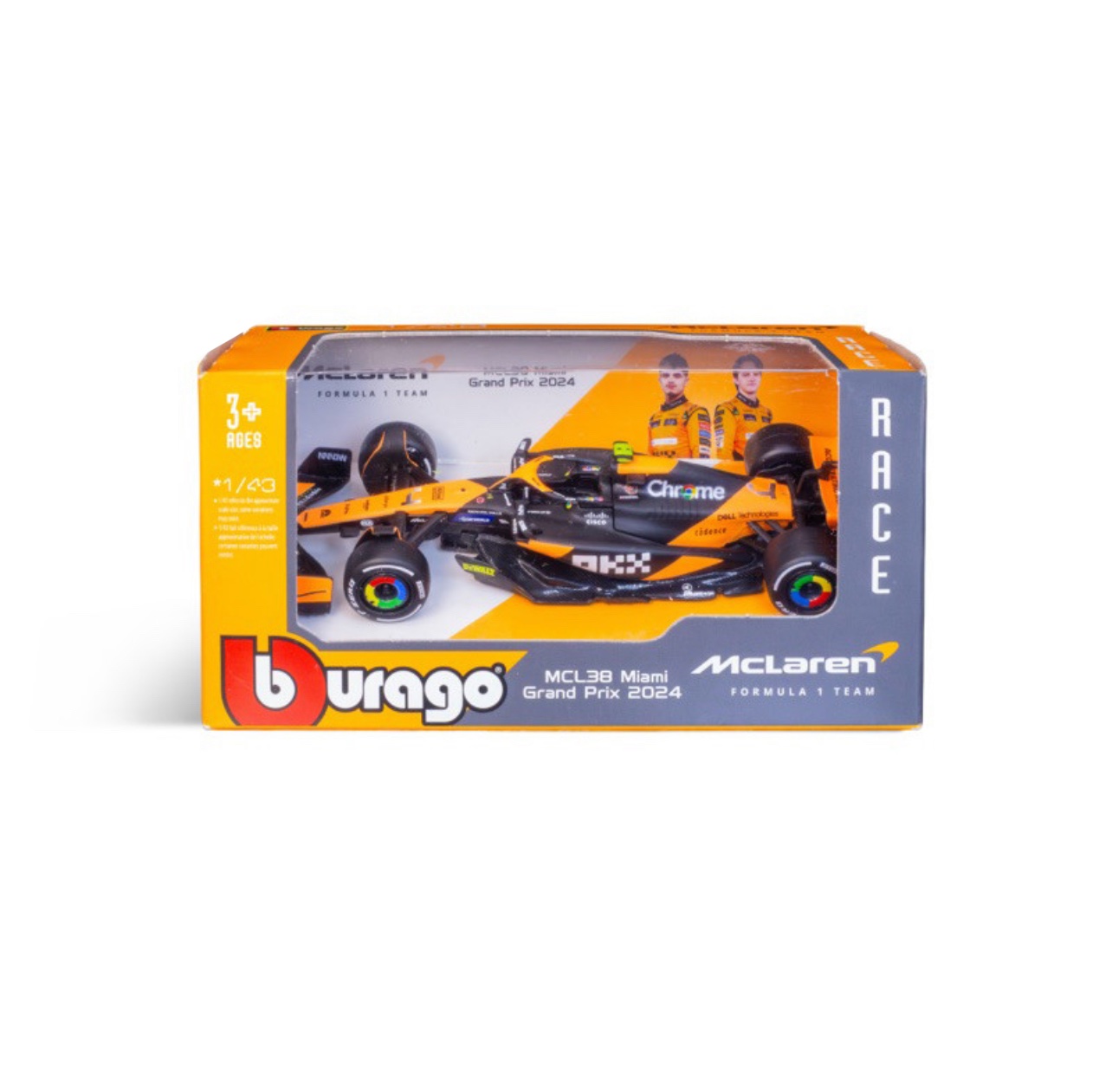 1/43 Bburago – McLaren MCL38 #4 F1 2024 – Lando Norris - BTL Miniatures